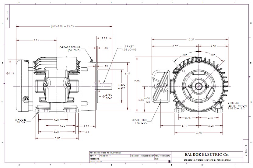 CEM3586T-5 Baldor Three Phase, Totally Enclosed, C-Face, Foot Mounted ...