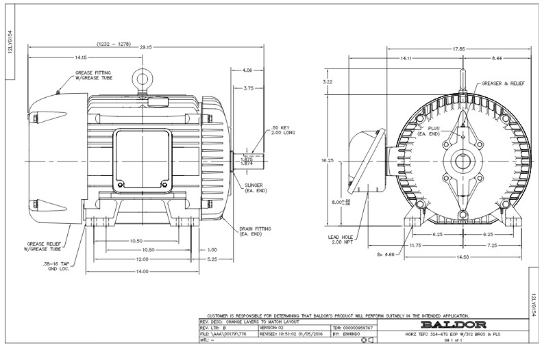 ECP4109T Baldor Three Phase, Totally Enclosed, Foot Mounted 40HP ...