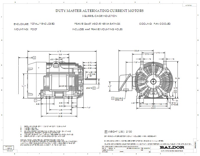 ECP4419T-4 Baldor Three Phase, Totally Enclosed, Foot Mounted 75HP ...