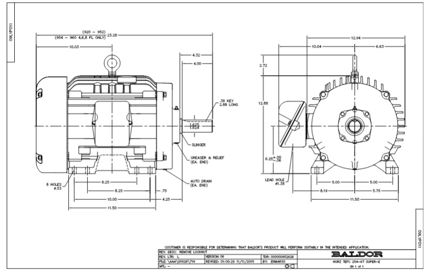 EM2334T Baldor Three Phase, Totally Enclosed, Foot Mounted 20HP ...
