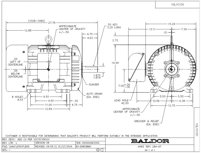 EM4104T-8 Baldor Three Phase, Totally Enclosed, Foot Mounted 30HP ...