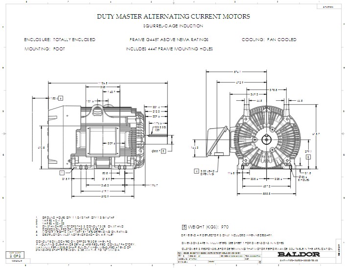 EM4406T-4 Baldor Three Phase, Totally Enclosed, Foot Mounted 150HP ...